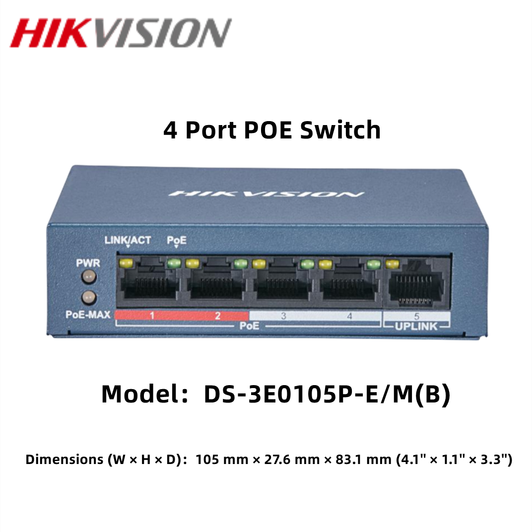 Hikvision 4-Port/8-Port/16-Port/24-Port PoE switch(Unmanaged)(Hi-PoE) 10/100Mbps Fast Ethernet ...