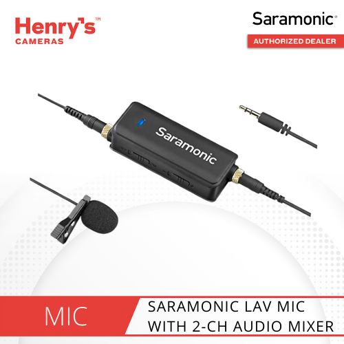SARAMONIC PREMIUM LAVALIER MIC WITH 2-CH AUDIO MIXER AND OUTPUT - HENRY ...