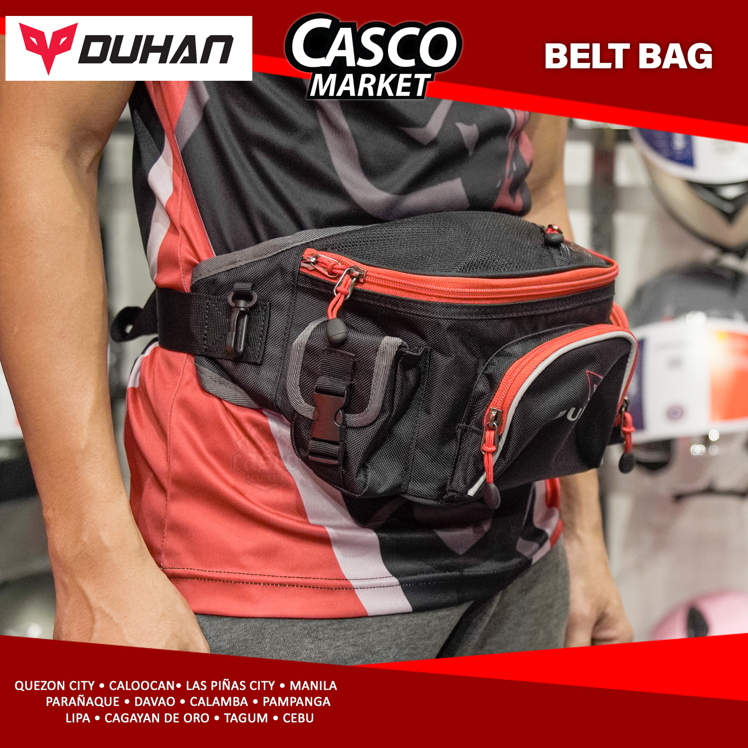 DUHAN BELT BAG RED/ WAIST BAG MOTORCYCLE RIDING BELT BAG | Lazada PH