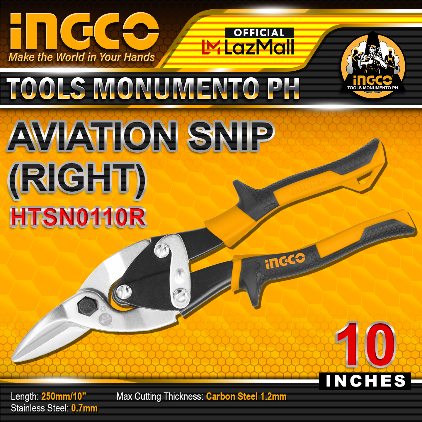 INGCO 10" 250mm Aviation Snip (HTSN0110R) *INGCO TOOLS MONUMENTO ...