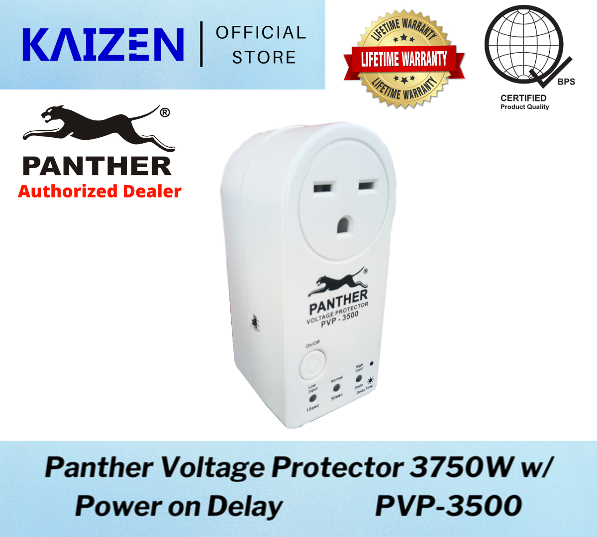 Panther PVP 3500 Voltage Surge Protector 3750 Watts with Power on Delay ...