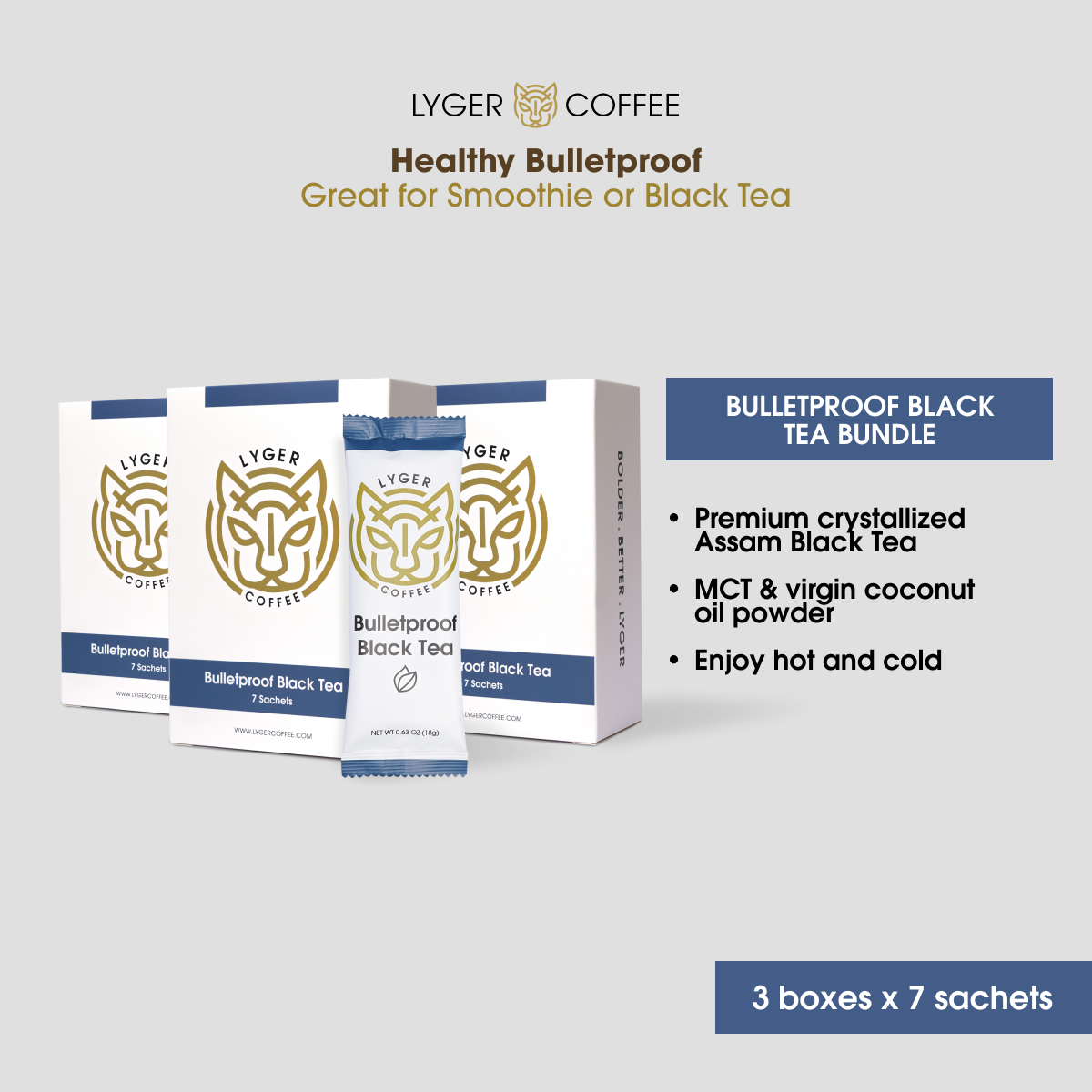 Lyger Bulletproof Series: Pure Triple Bundle (21 sachets) Coffee ...
