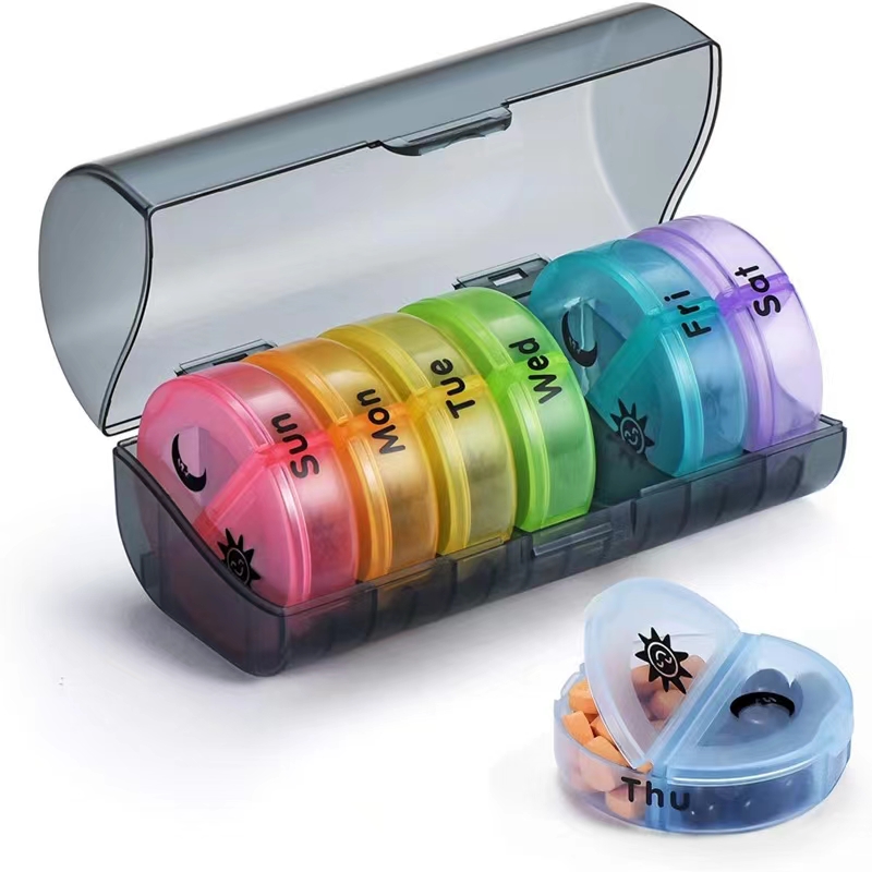 Portable Pill Box 21 Grid Black Pill Box Sorting Box Seven Days a Week ...