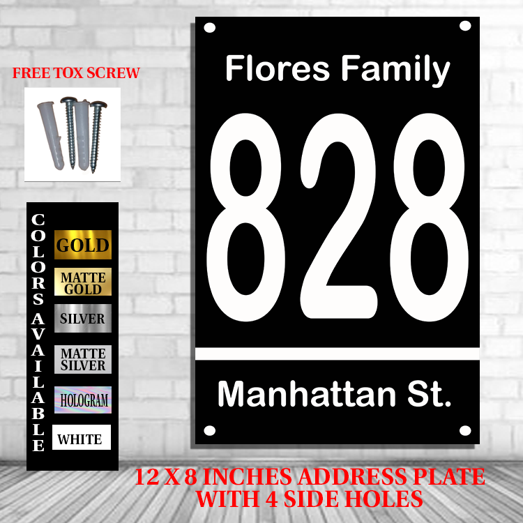 HOUSE NUMBER ADDRESS PLATE 12X8 INCHES SCREWS INCLUDED | Lazada PH