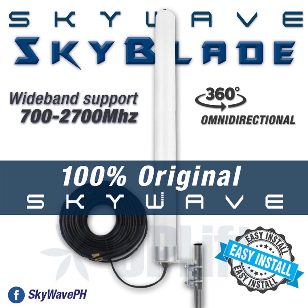 SkyWave SkyBlade Omnidirectional Antenna Wideband 700-2700 Band 28 2x20m Cable 5G 4G LTE Huawei ...