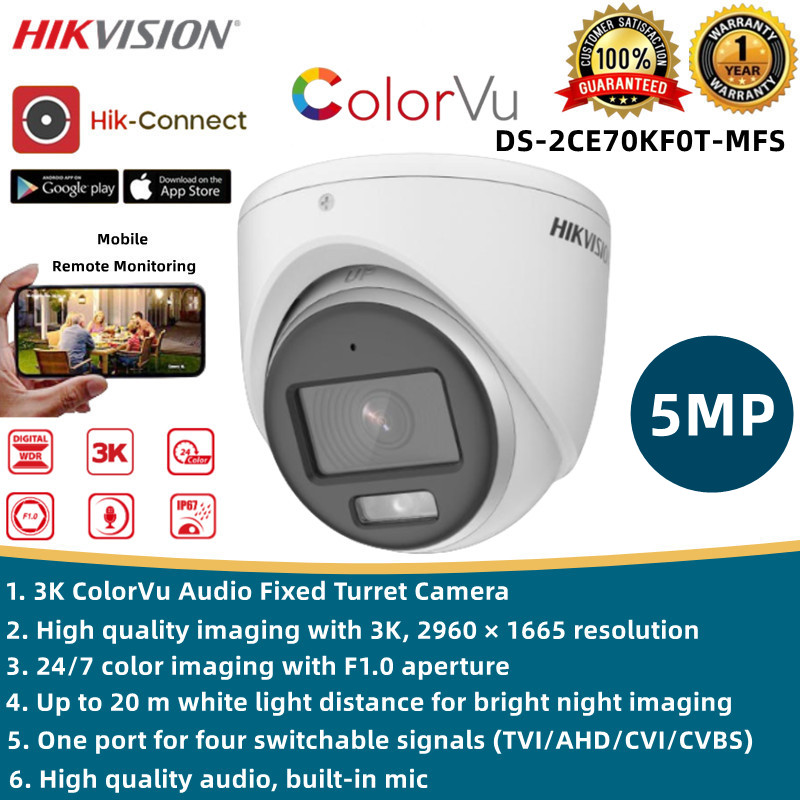 Hikvision CCTV Security Camera 5MP HD Full Color With Audio 2.8mm Lens ...