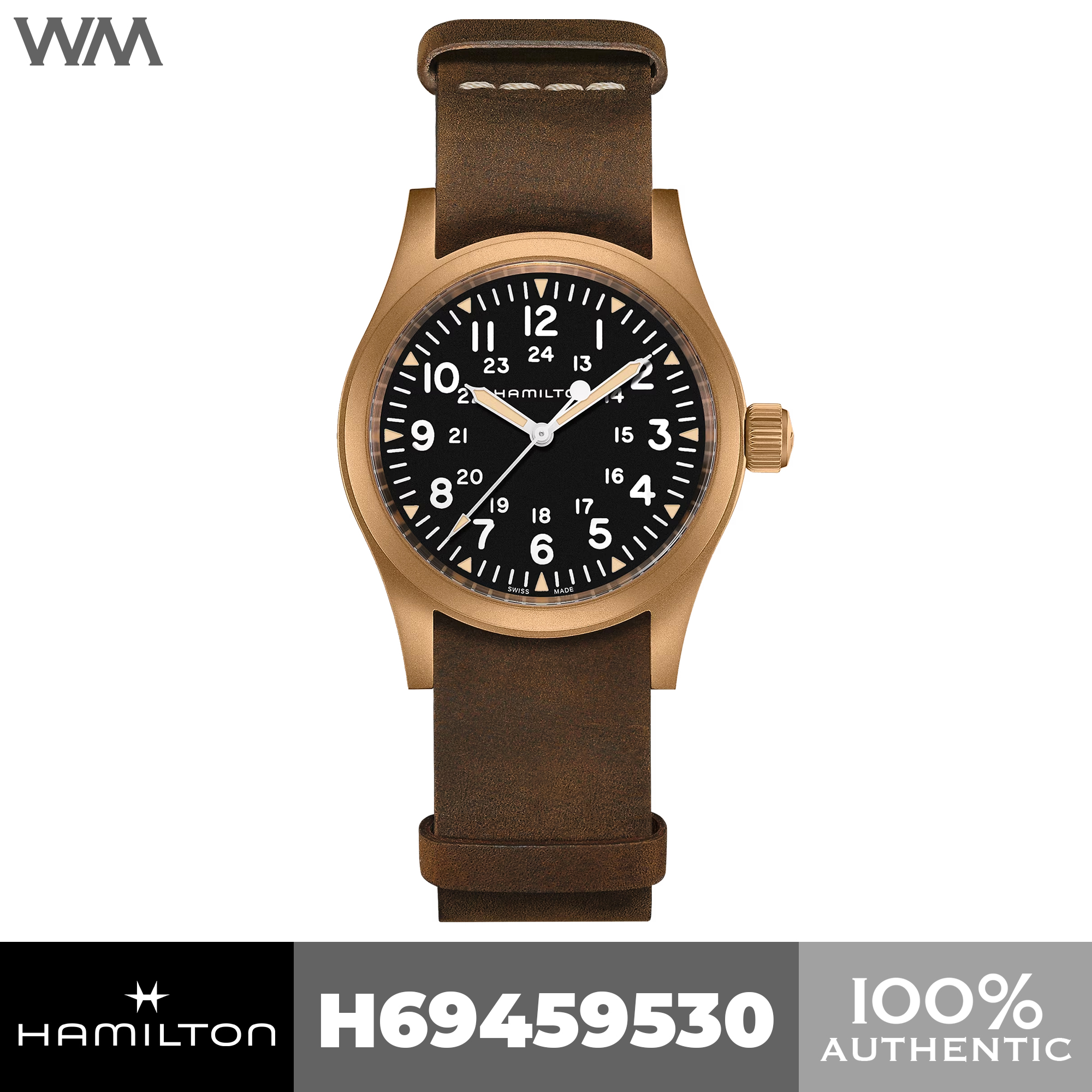 Hamilton Khaki Field Mechanical Bronze Black Dial Automatic Watch H69459530 | Lazada PH