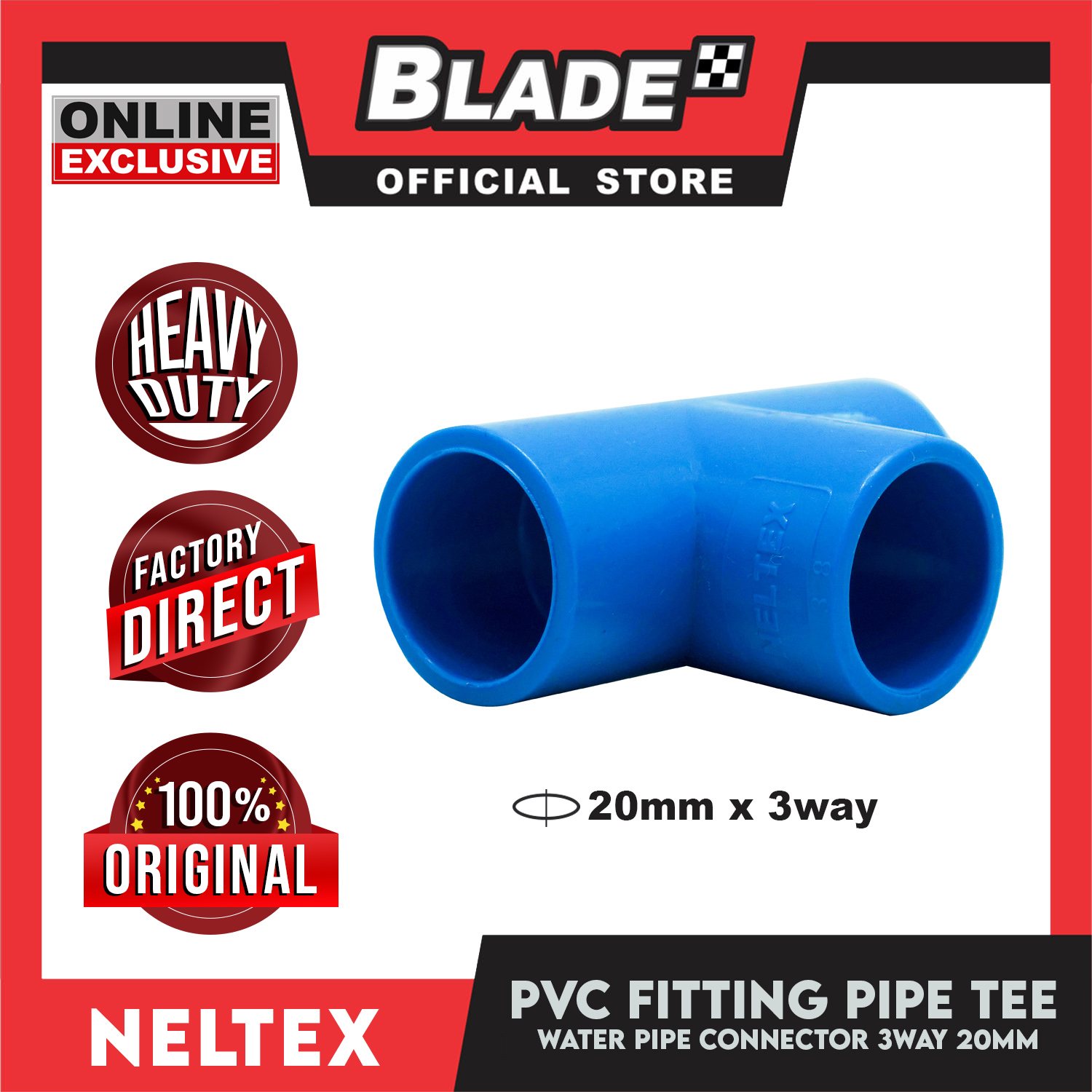 Neltex PVC Water Fitting Pipes Straight Tee 20mm (1/2") 3way Connector ...
