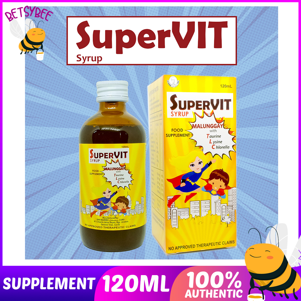 SuperVit Syrup Food Supplement 120ml Malunggay Taurine Lysine Chlorella ...