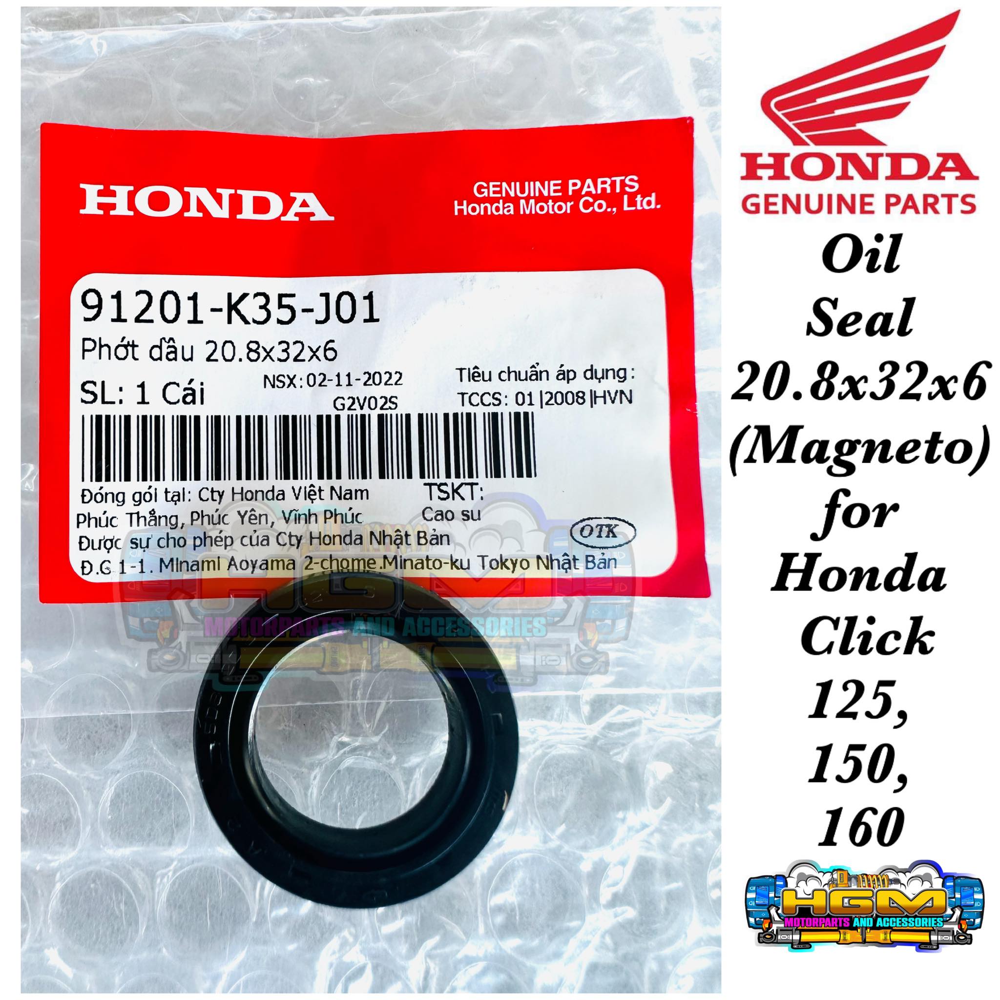 OIL SEAL, 20.8X32X6 (ARAI) MAGNETO FOR HONDA CLICK 125 | 150 | 160 ...