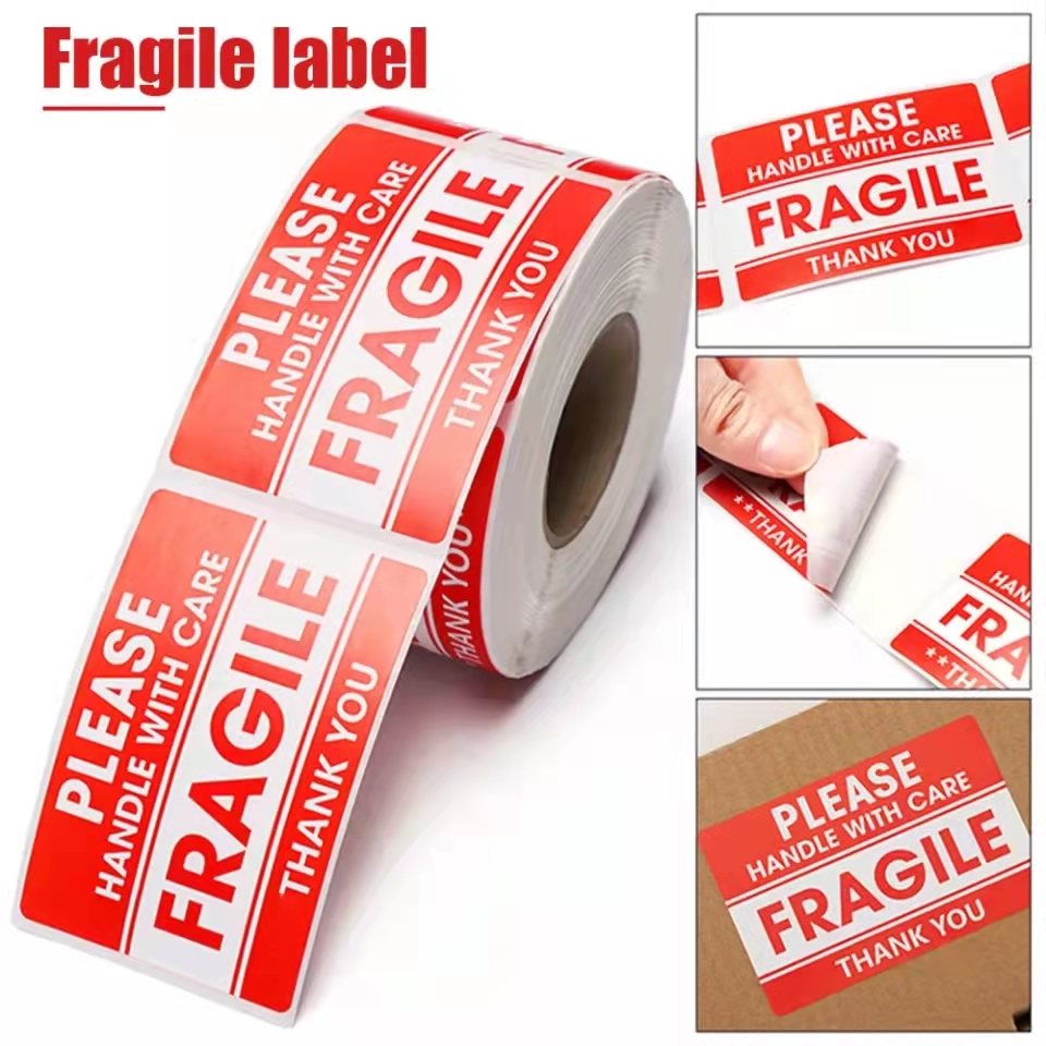 GOOJPRT 500 PCS/ROLL 76x51mm Red Fragile Sticker Handle with Care ...