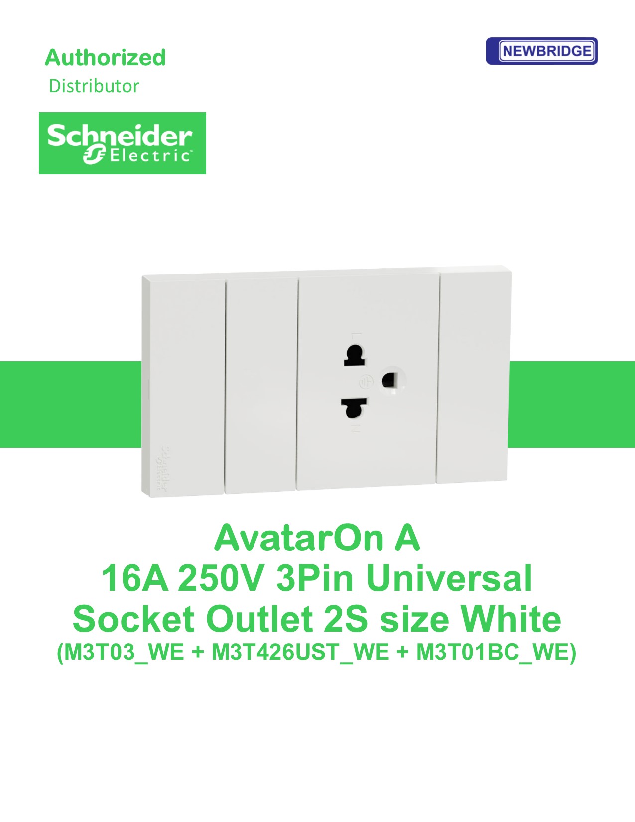 AvatarOn A 3 Gang Plate(M3T03-WE) + 16A 250V-3 Pin Uni Skt 2S sized ...