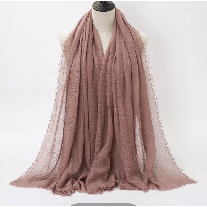BS414 -Hijab Head muslim Cotton Pleated Crumple Plain Shawl Scarf ...