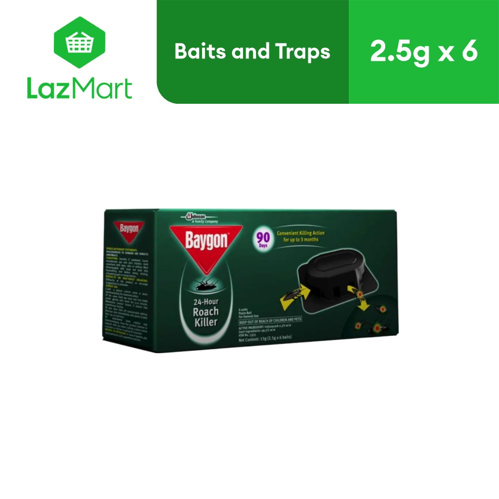 Baygon 24-Hour Roach Killer 2.5g x 6 Baits | Lazada PH