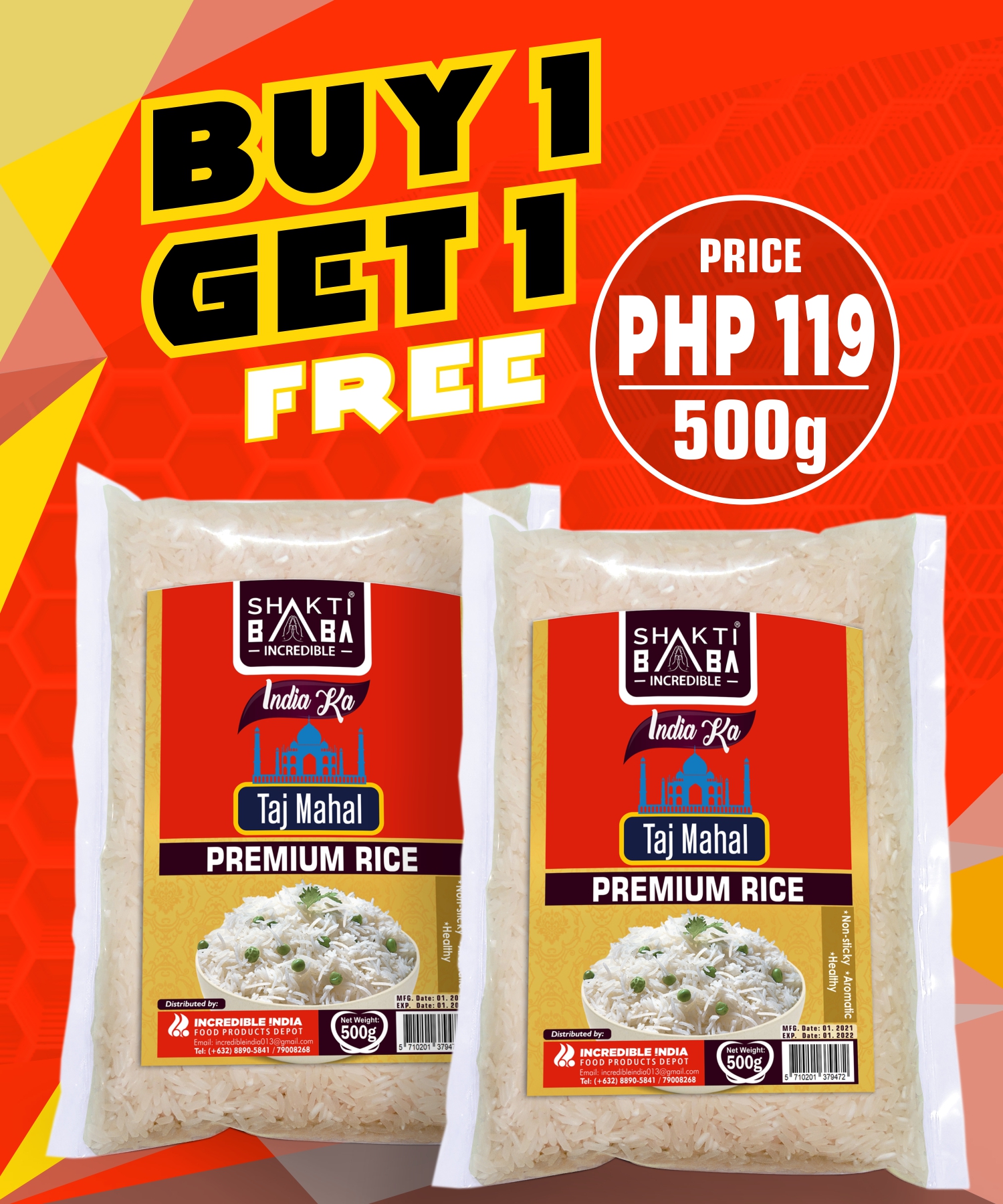 India Ka Taj Mahal Premium Rice 500g (Buy 1 Take 1 Free)( This is not ...