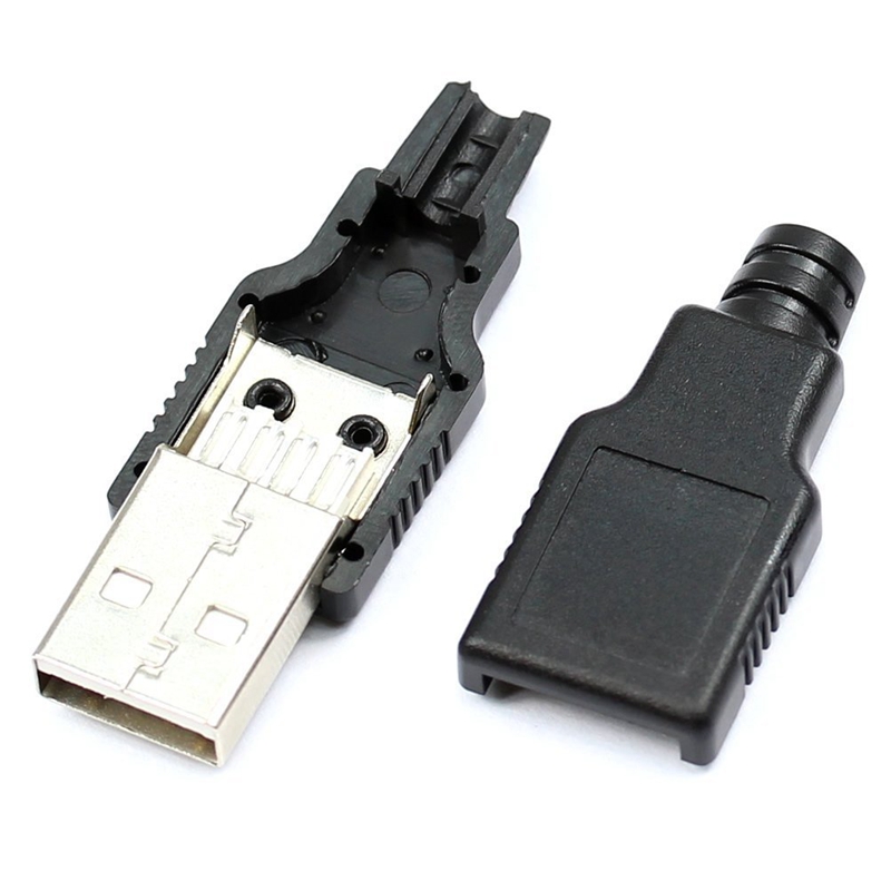 New 10pcs Type A Male USB 4 Pin Plug Socket Connector With Black ...