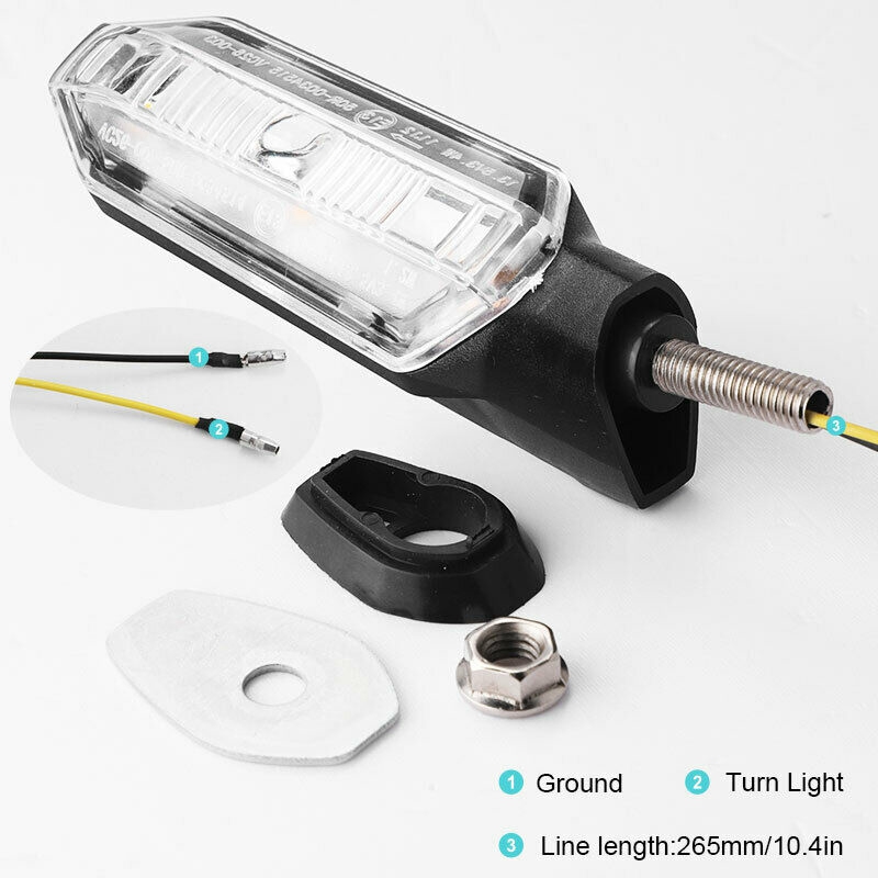 2PCS Universal LED Motorcycle Turn Signal Light Rear Lights Lamp 12V IP67 Waterproof Amber ...