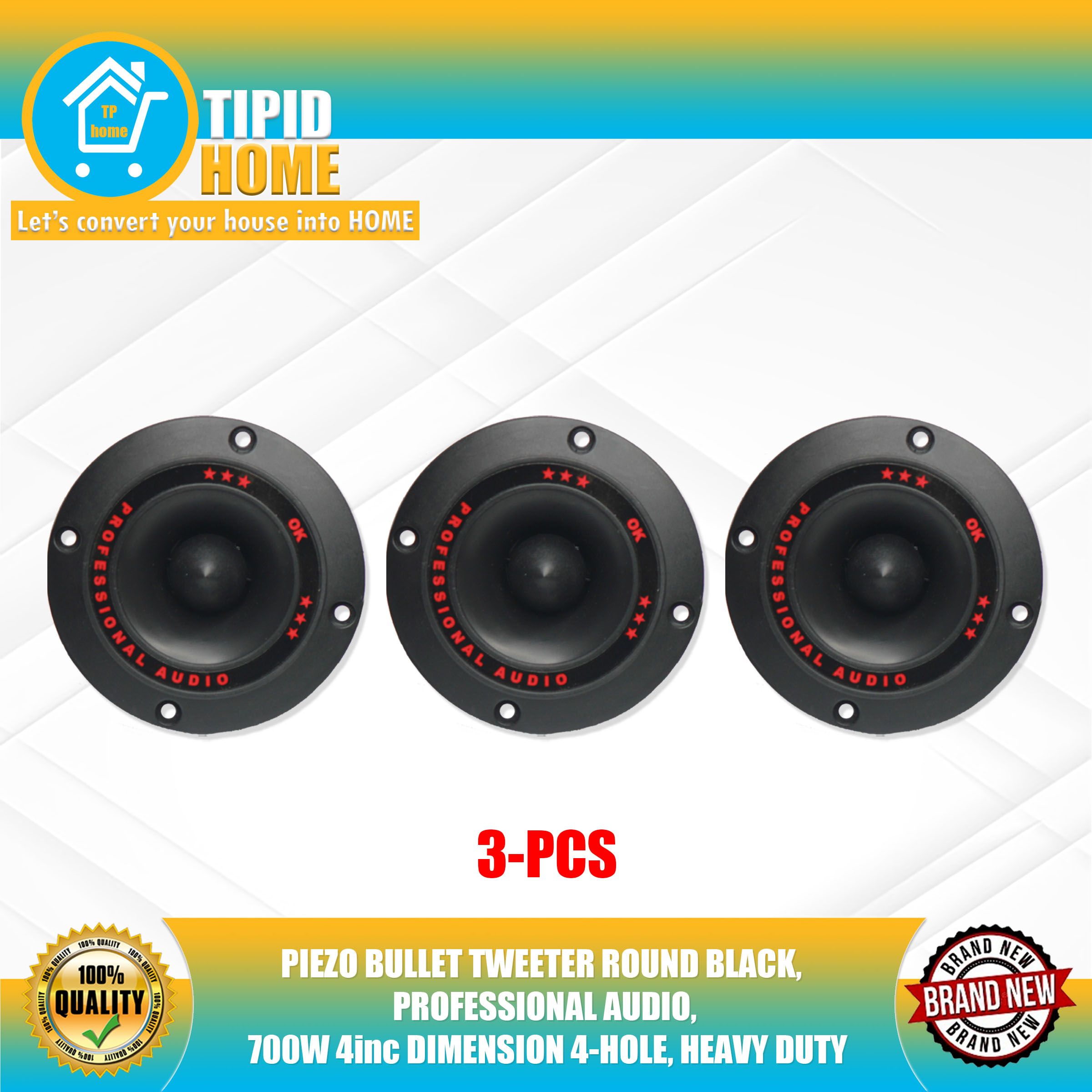 PIEZO BULLET TWEETER ROUND BLACK, PROFESSIONAL AUDIO, 700W 4inc ...