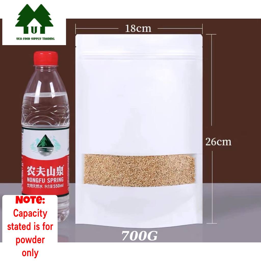 50-100 pcs White Kraft Stand Up Pouch with Zip Lock Ziplock Pouch ...