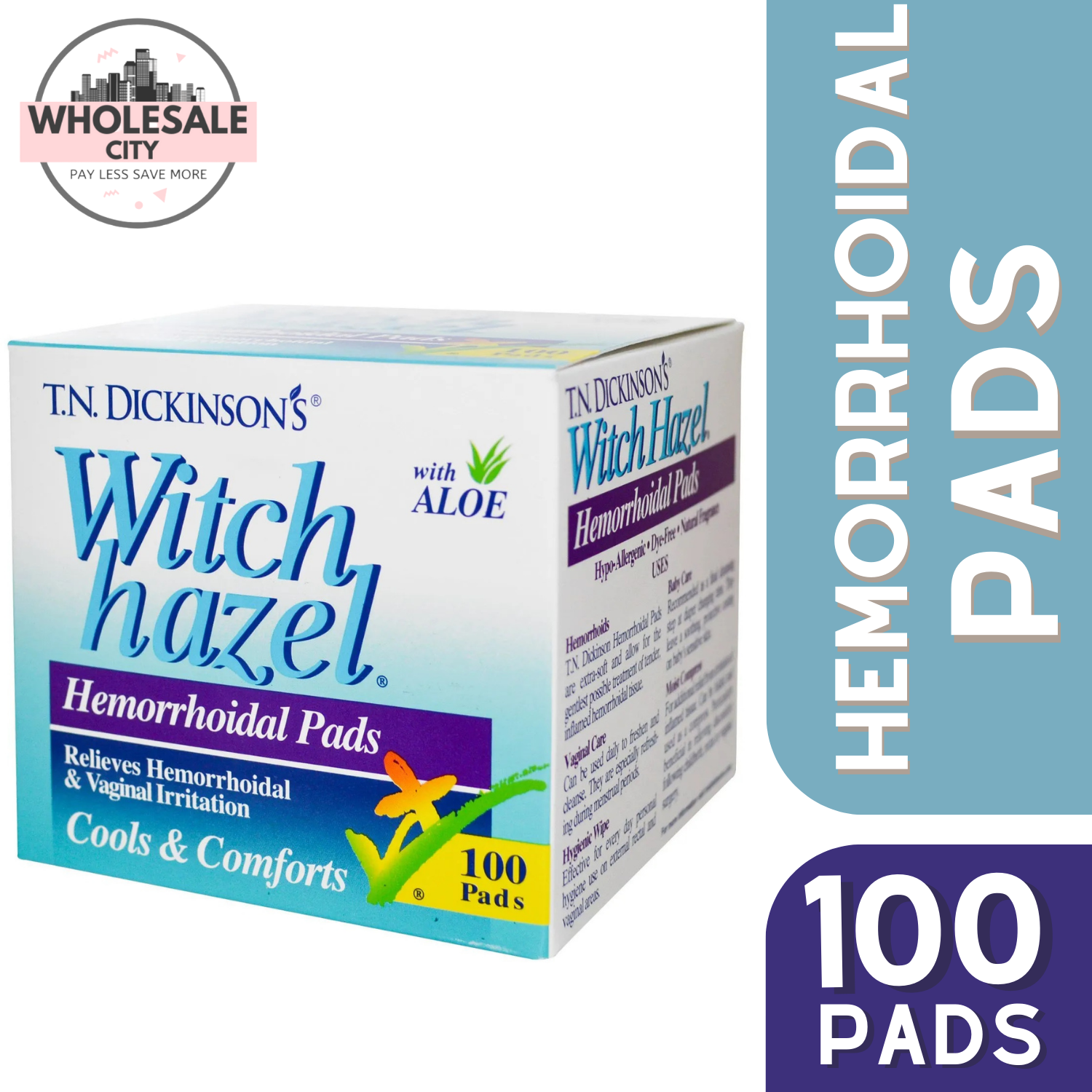 Dickinson Brands Witch Hazel Hemorrhoidal Pads with Aloe 100 Pads ...