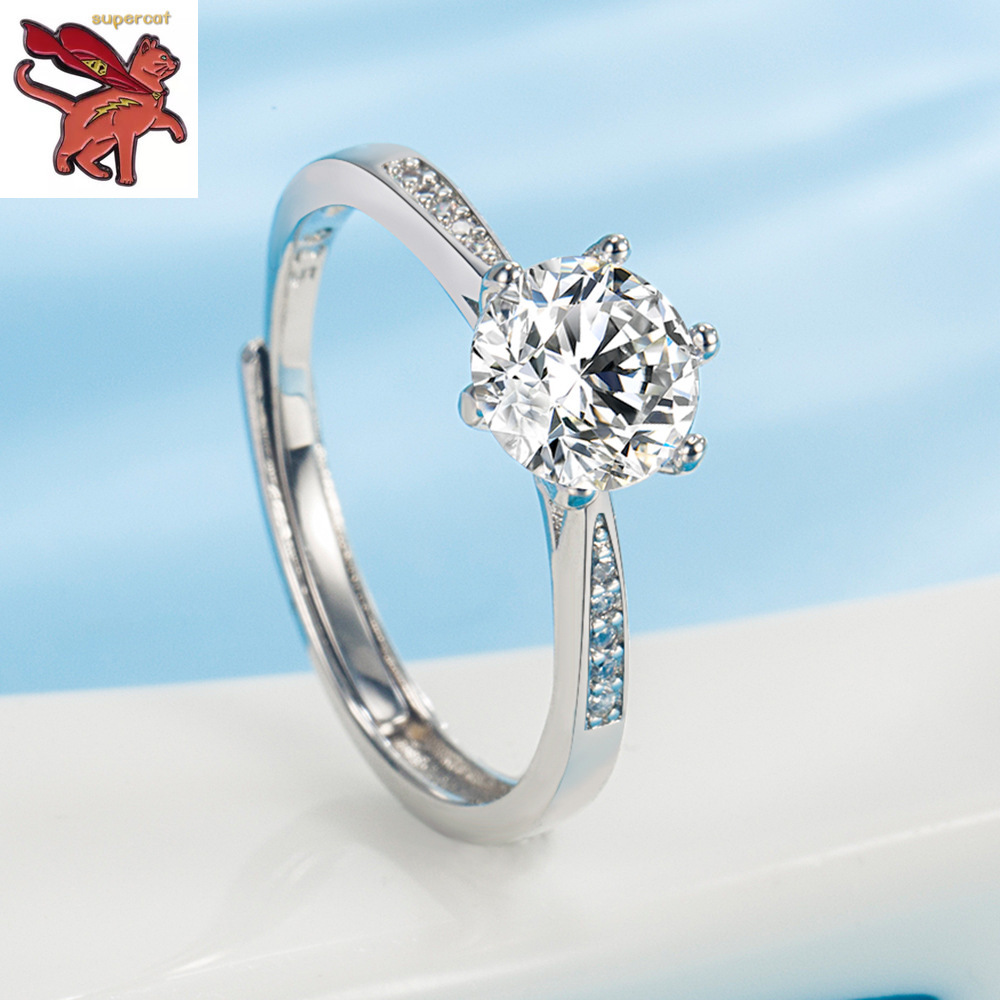Pure real moissanite live ring six-claw wedding fashion trend ...