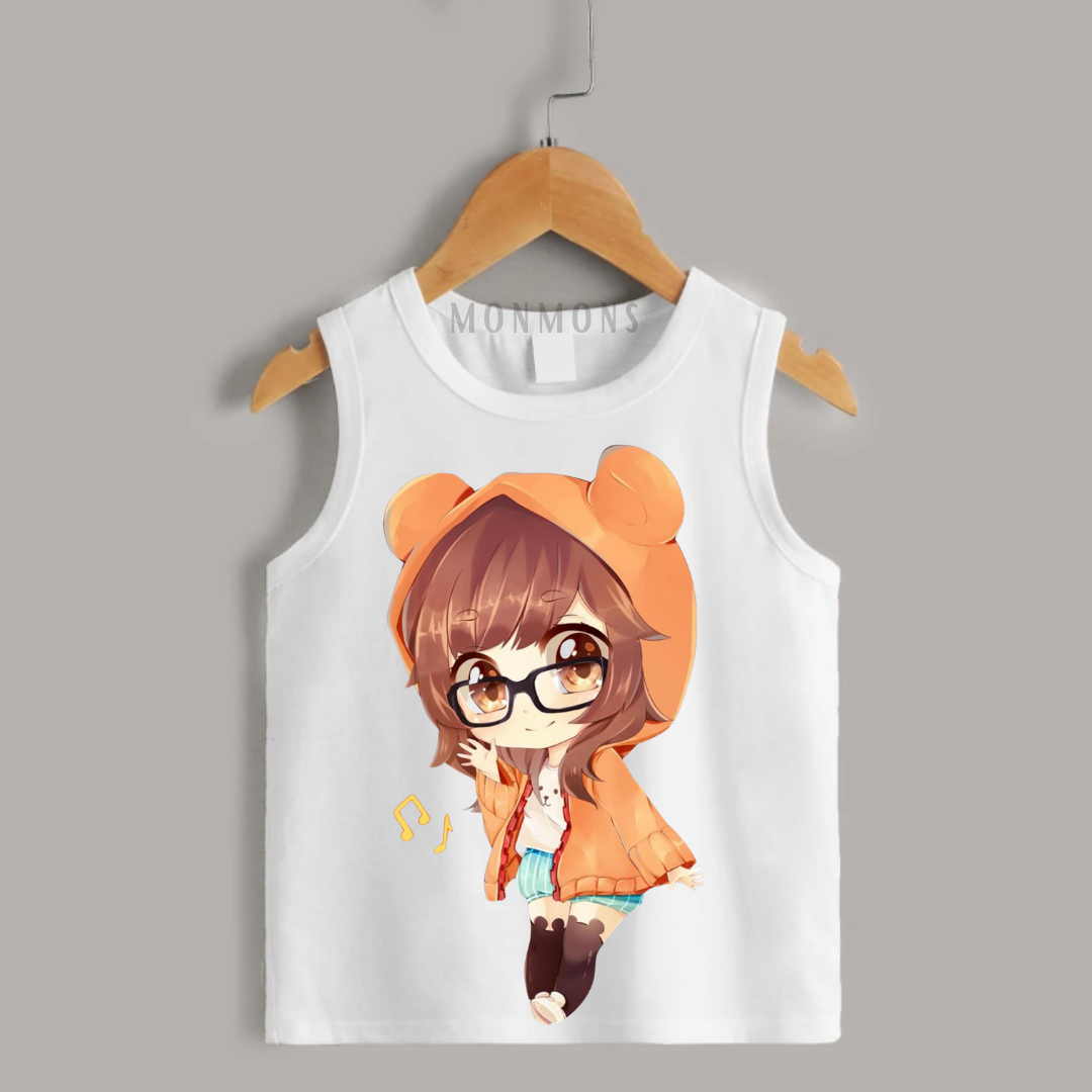 MONMONS 1 PC White Sando Shirt for Kids Girls Cotton Spandex Cute ...