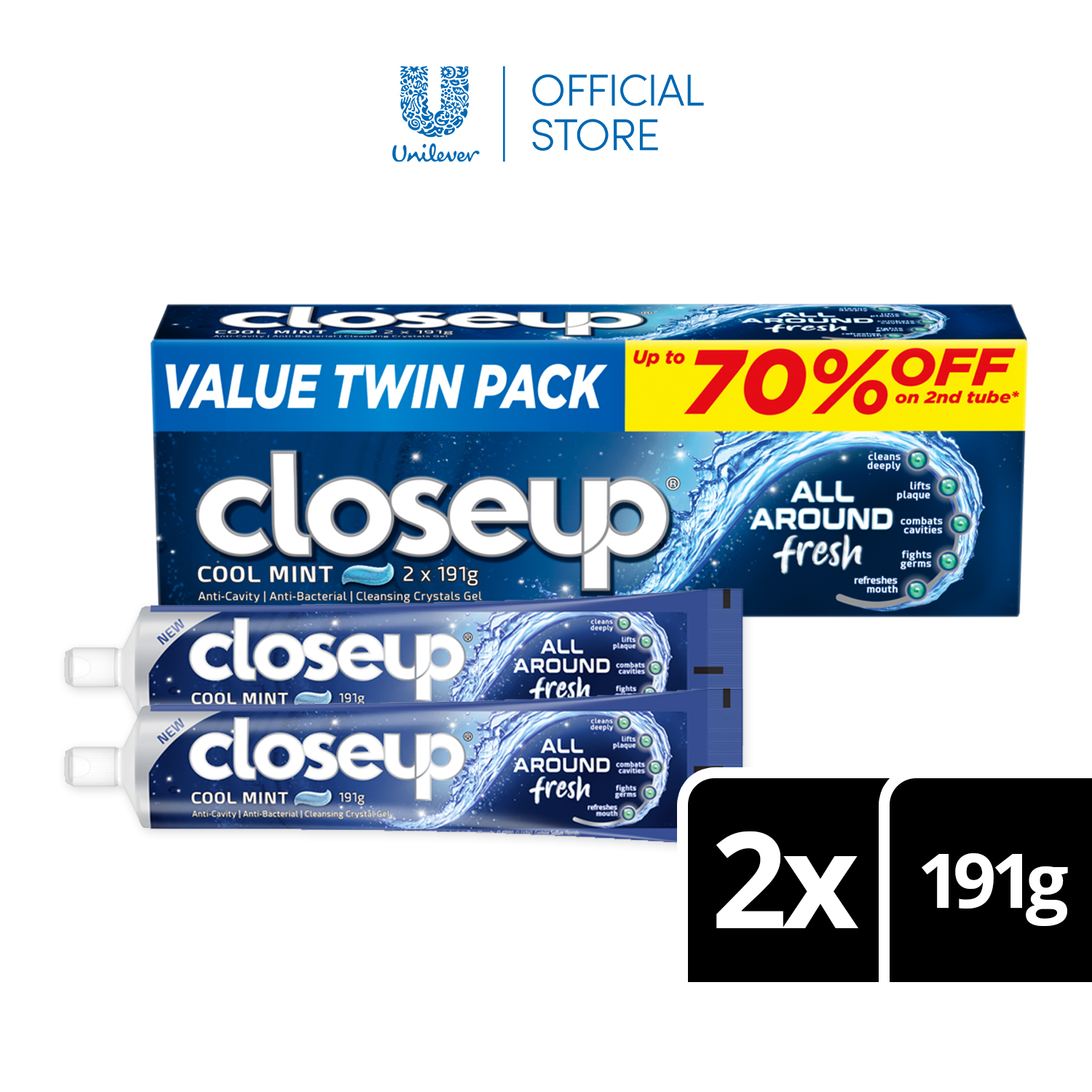 [TWIN PACK] Closeup All Around Fresh Gel Toothpaste Cool Mint 191g ...