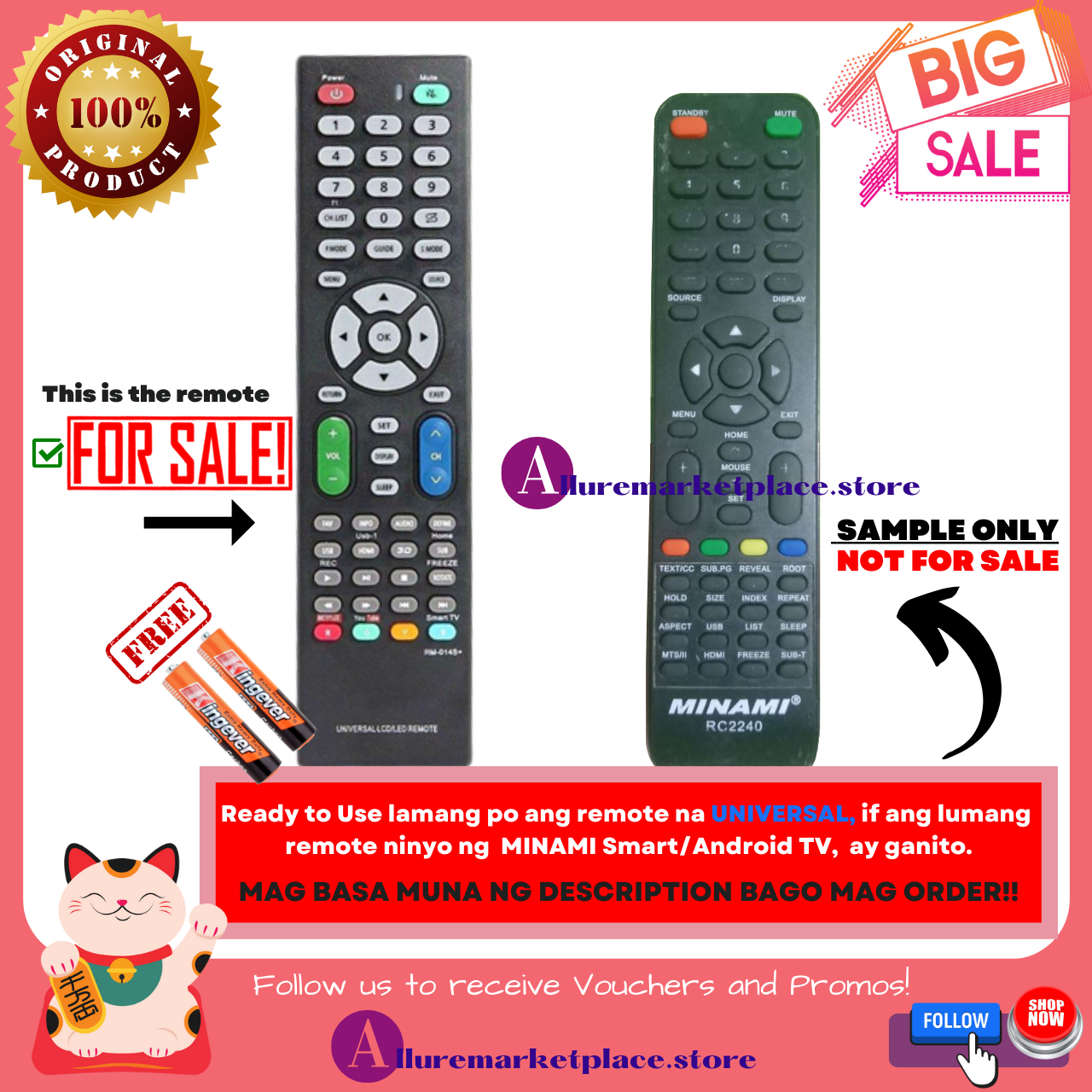Ready to Use Universal TV Remote for Minami Smart Tv Android & TV ...