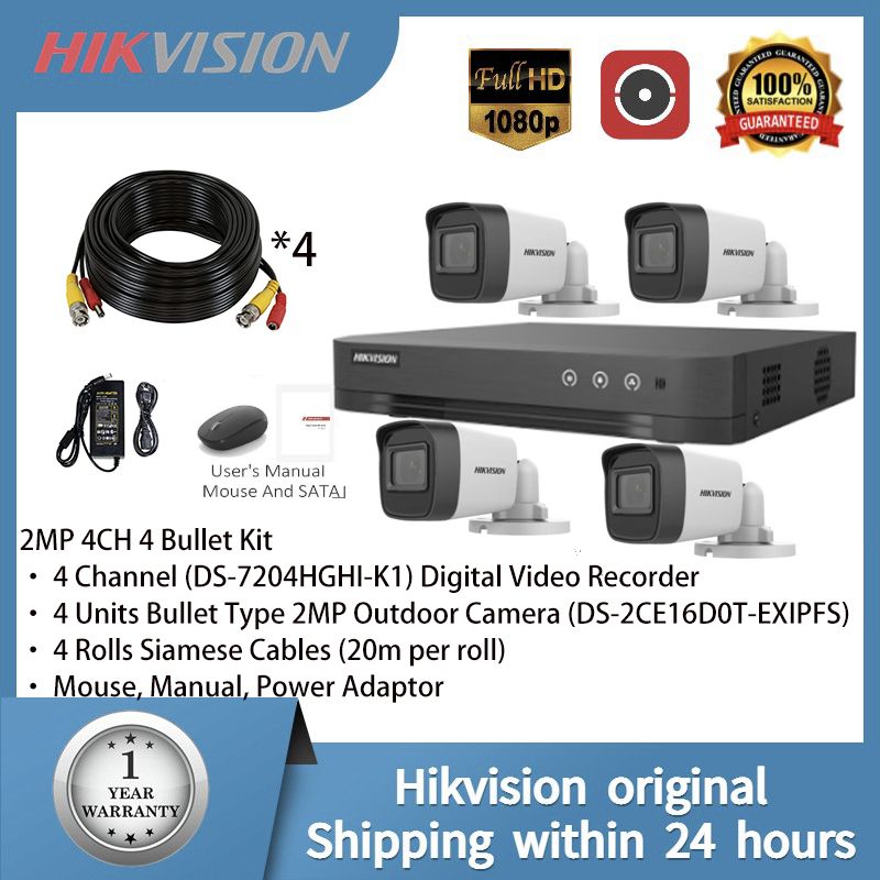 Hikvision CCTV 2/4/8CH 2MP With Audio Dome Bullet CCTV Camera Package ...