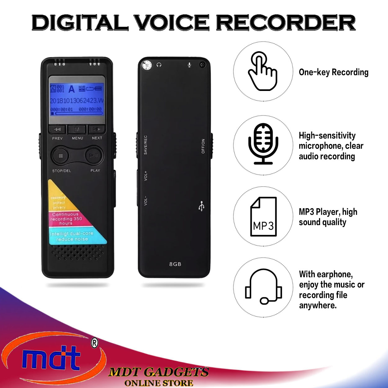 NEW DIGITAL VOICE RECORDER 16GB/32GB Voice Activated Recording Portable ...