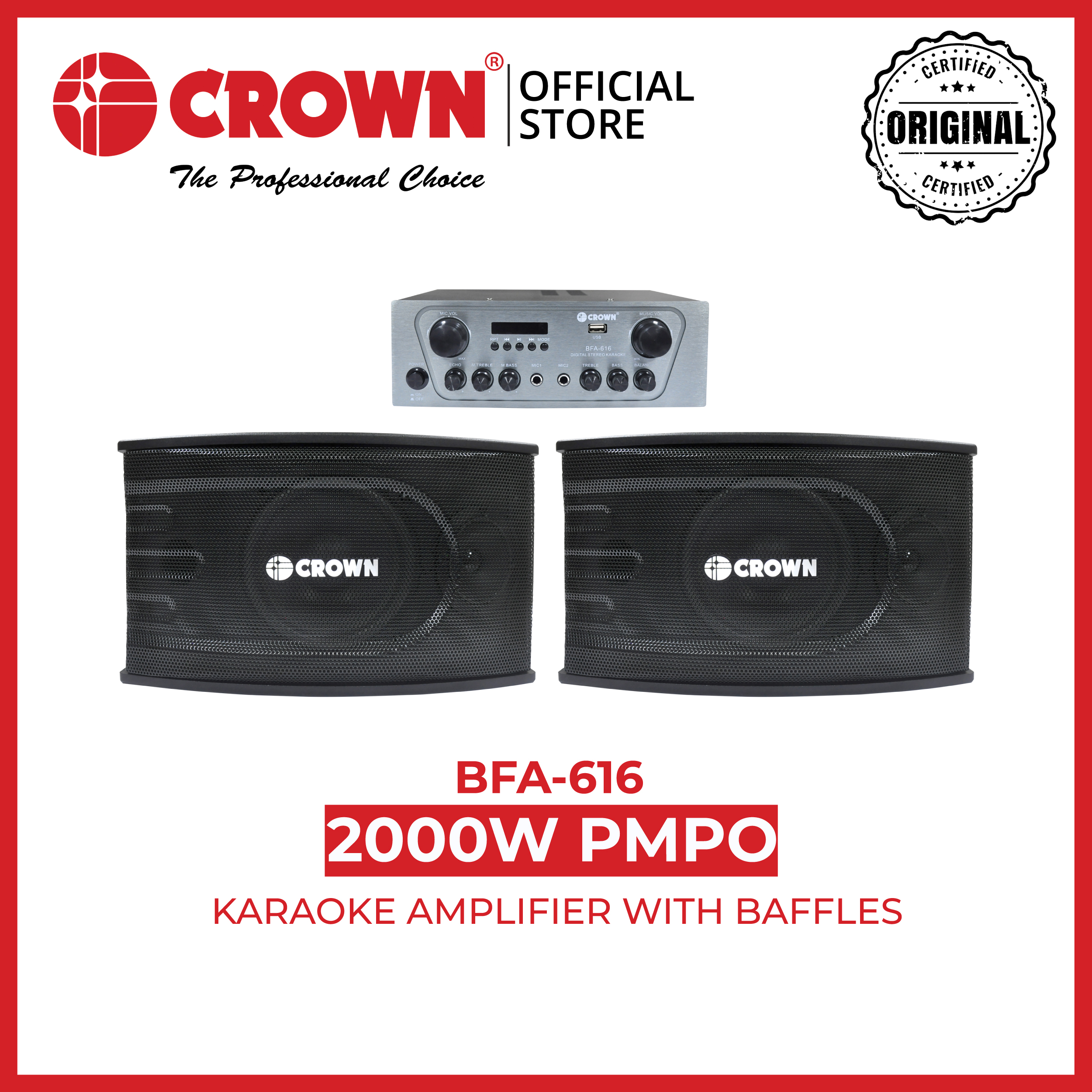 CROWN BFA-616 KARAOKE AMPLIFIER WITH BAFFLES | Lazada PH