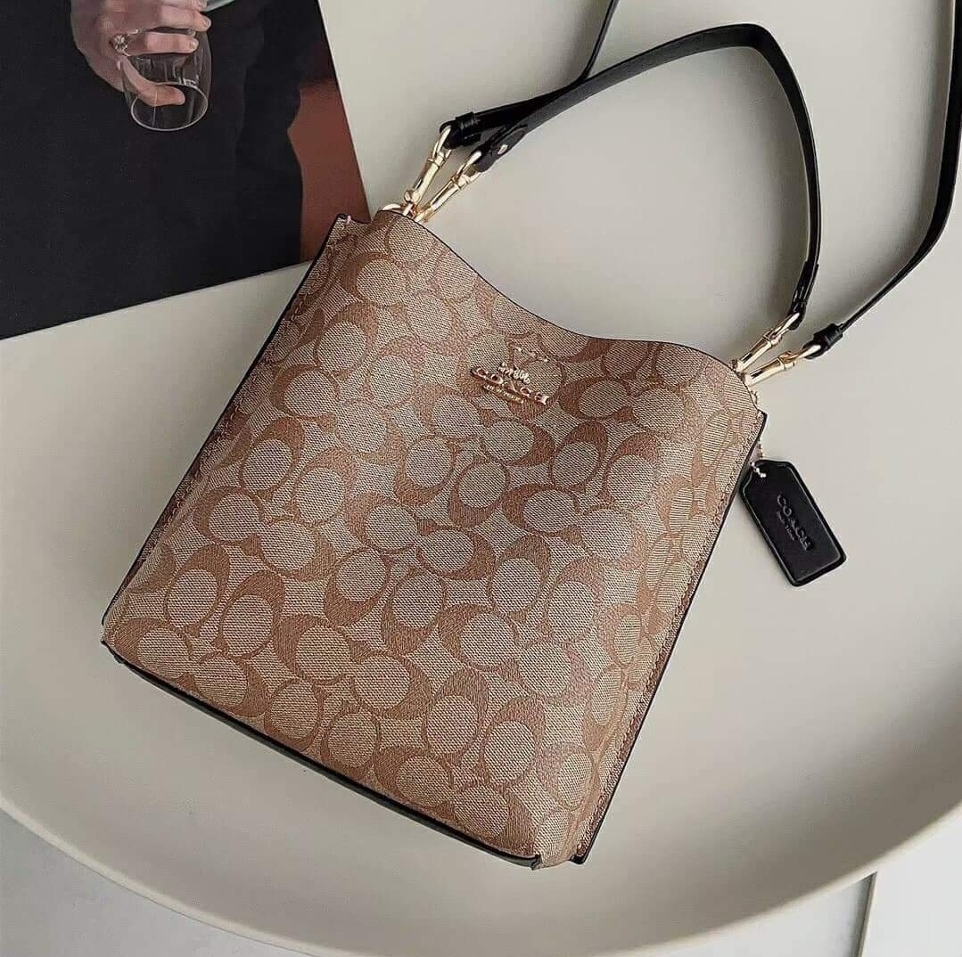 Original Coach CA582 Mollie Bucket Bag 22 In Signature Canvas - Khaki ...