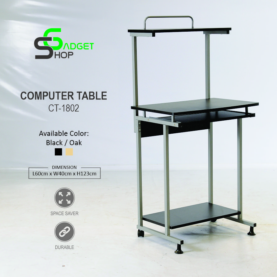 Melamine Computer Table with tower and keyboard Tray on caster wheel ...