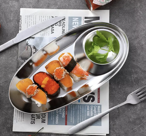 New Stainless Steel Snack Plate With Sauce Plate | Lazada PH