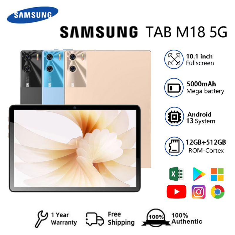 Original 5G Samsung Tab M18 Tablet Android 13 12+512GB Brand 10 Inch ...