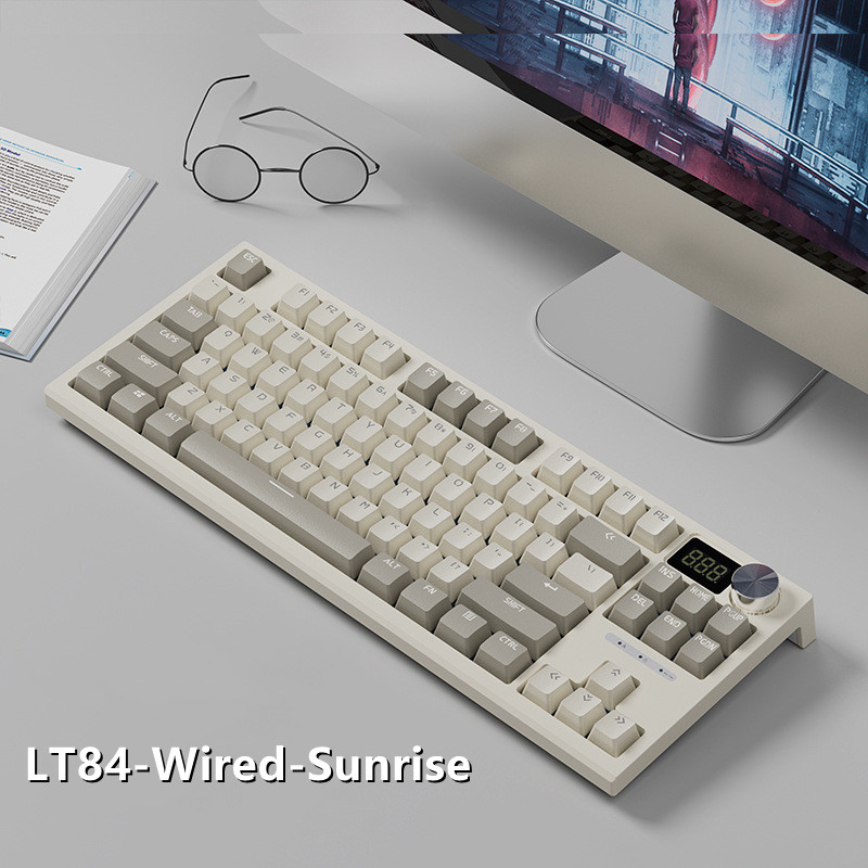 LANGTU LT84 Wired Mechanical Keyboard RGB Backlight with Screen Knob ...
