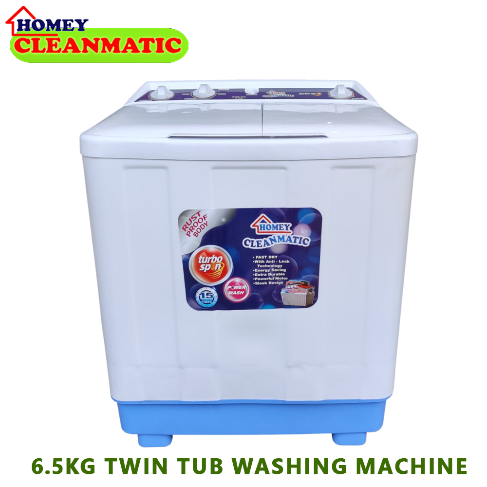 Twin Tub Washing Machine with Dryer 6.5kg Small size Homey Cleanmatic ...