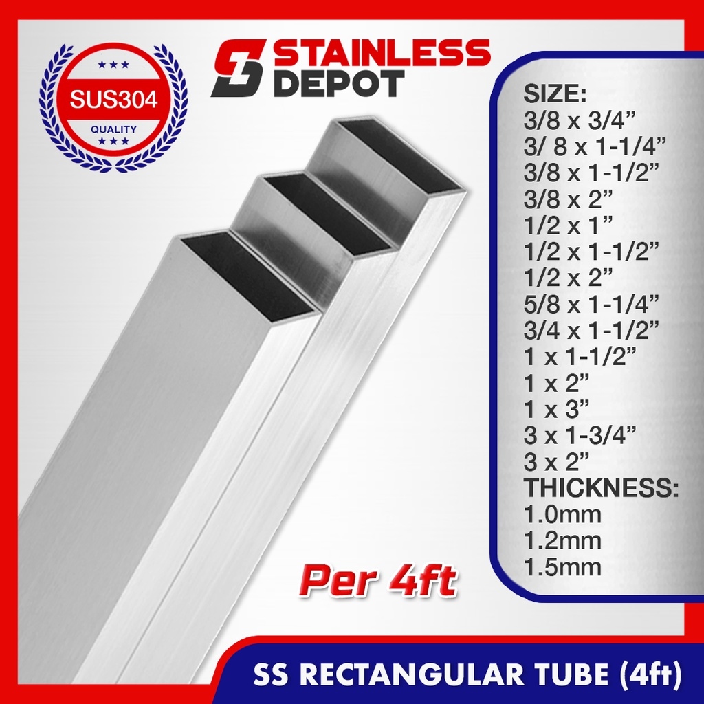 ready stock 4FT Stainless Rectangular Tube Stainless Tubular Stainless ...