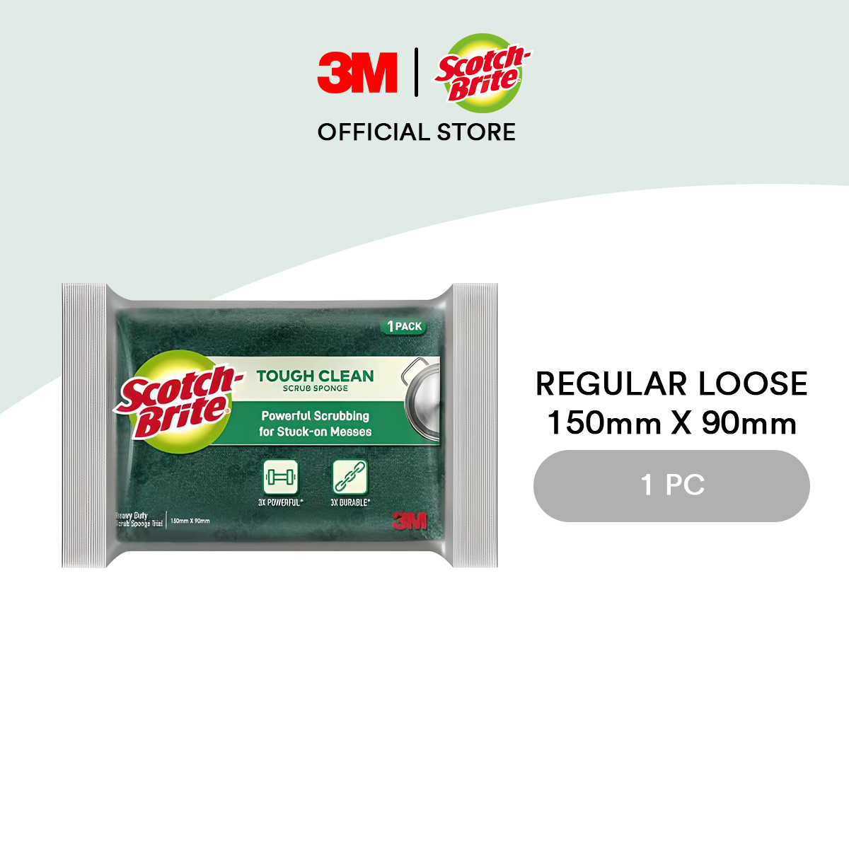 3M™ Scotch Brite® Tough Clean Scrub Sponge Regular Loose (Green ...