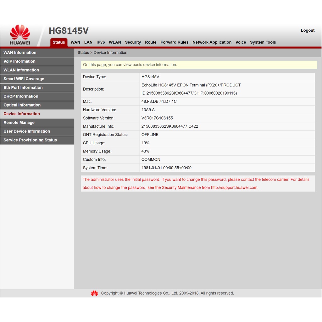 espesyal na alok ECHOLIFE HG8145V XPON GPONEPON BLUE PORT UPC (USED)(NO ...