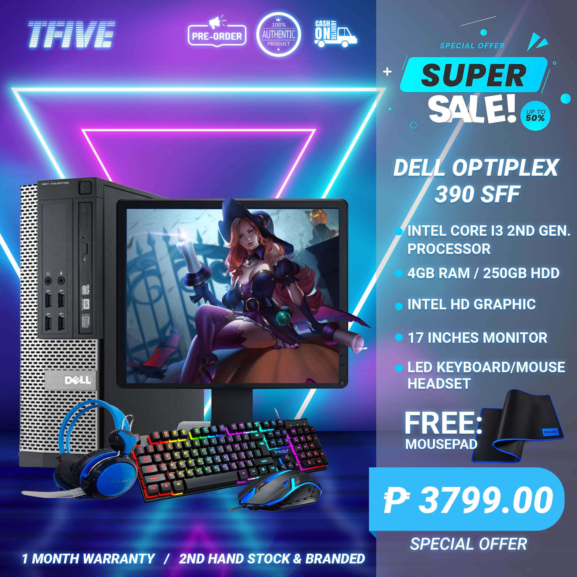 DELL COMPUTER SET INTEL CORE I3 2ND GEN 8GB GAB RAM 500GB HDD 17INCHES ...