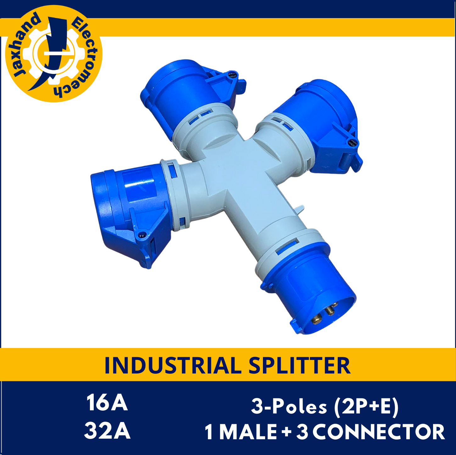 Industrial Splitter 16A~32A, 3-Poles (2P+E), 1 Male +3 Connector, CEE ...