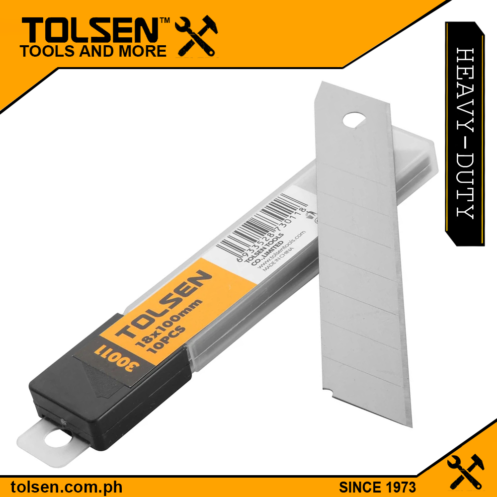 Tolsen 10pcs Stainless Steel Blade Refill Set w/ Plastic Box (18x100mm ...