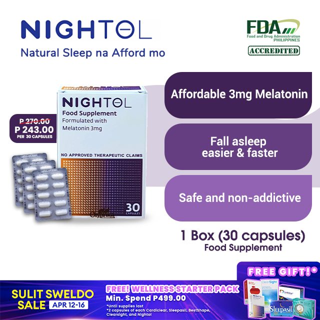 [Melatonin for Fast Sleep] Nightol Pure 3mg Melatonin Supplement (1 box ...