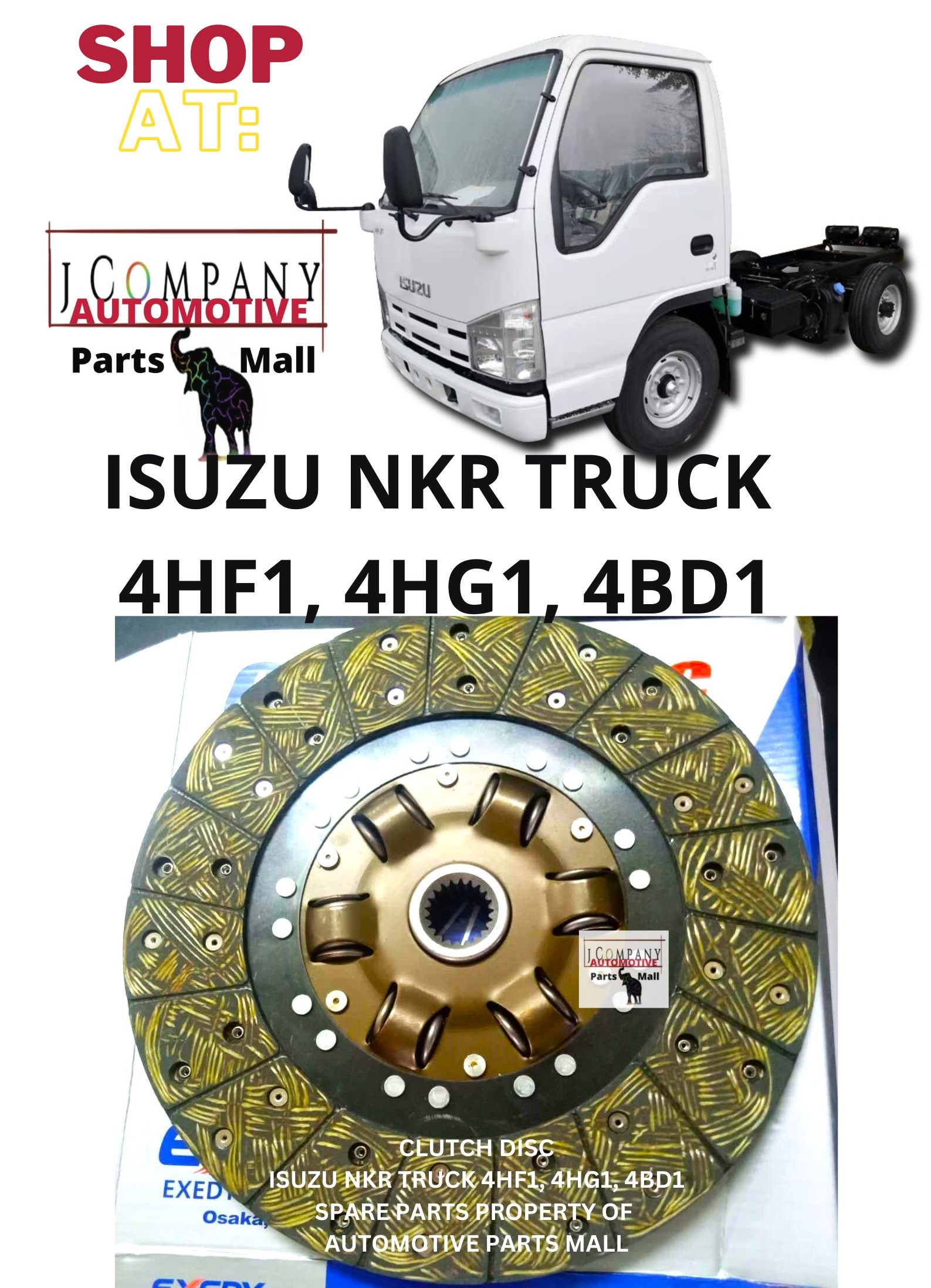 NKR TRUCK CLUTCH DISC 4HF1 , 4HG1 , 4BD1 ENGINE ISUZU 21 TEETH EXEDY ...
