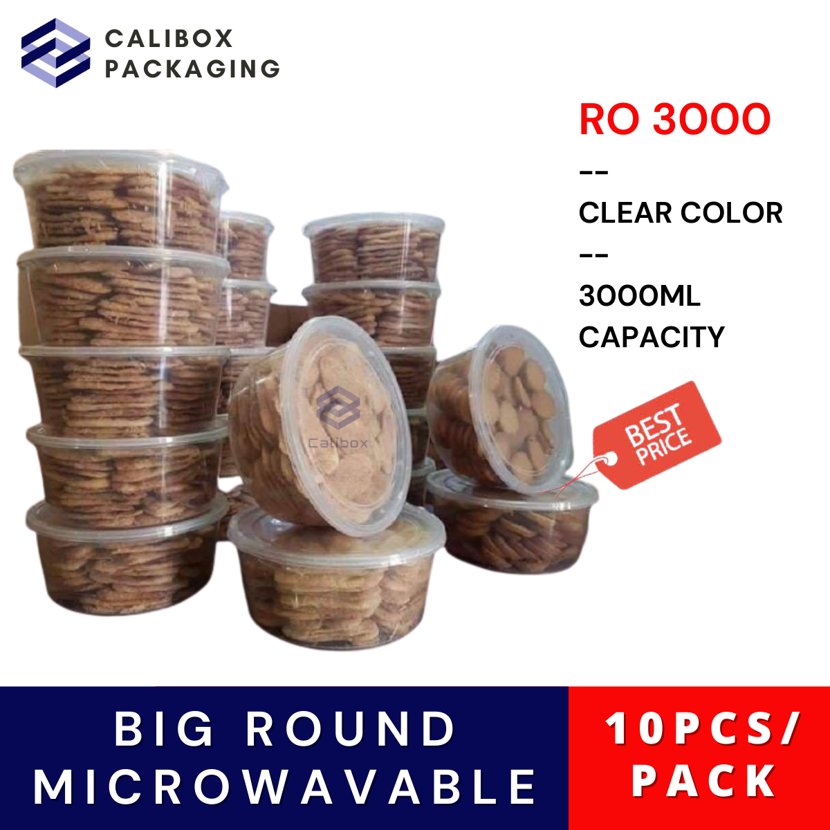 Calibox Packaging MICROWAVABLE PLASTIC CONTAINER ROUND BIG 10PCS ...