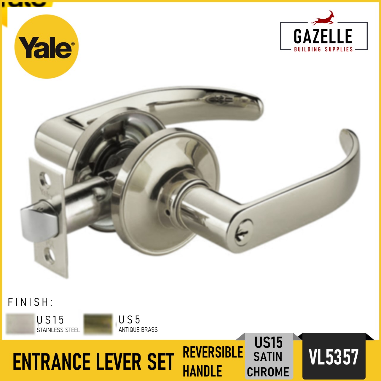 Yale Entrance Lever Set Door Lever Wave Handle Door Knob Set Reversible ...