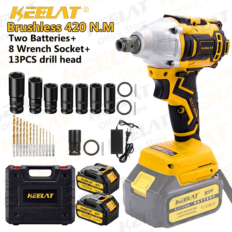 KEELAT 3 In 1 Empack 1/2'' Impact Wrench cordless Drill 1/4'' Driver Bit Set Power Tool ...