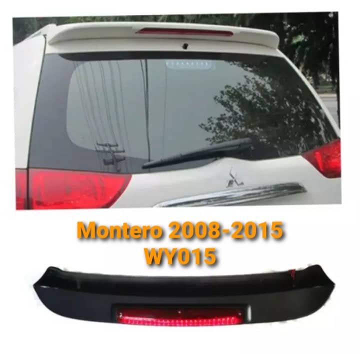 Mitsubishi Montero 2008-2015 Primer Black Rear Spoiler with Brake Light ...