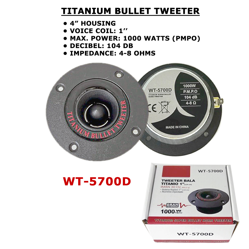 Titanium Speaker Bullet Tweeter 4'' 1000W Black & Silver | Lazada PH